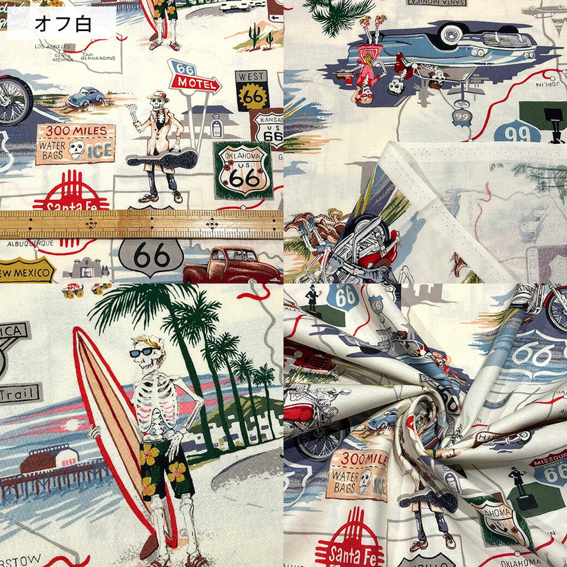 生地 【 Alexander henry Fabrics memories of route 66 2色 】 USAコットン アメリカンファ ...