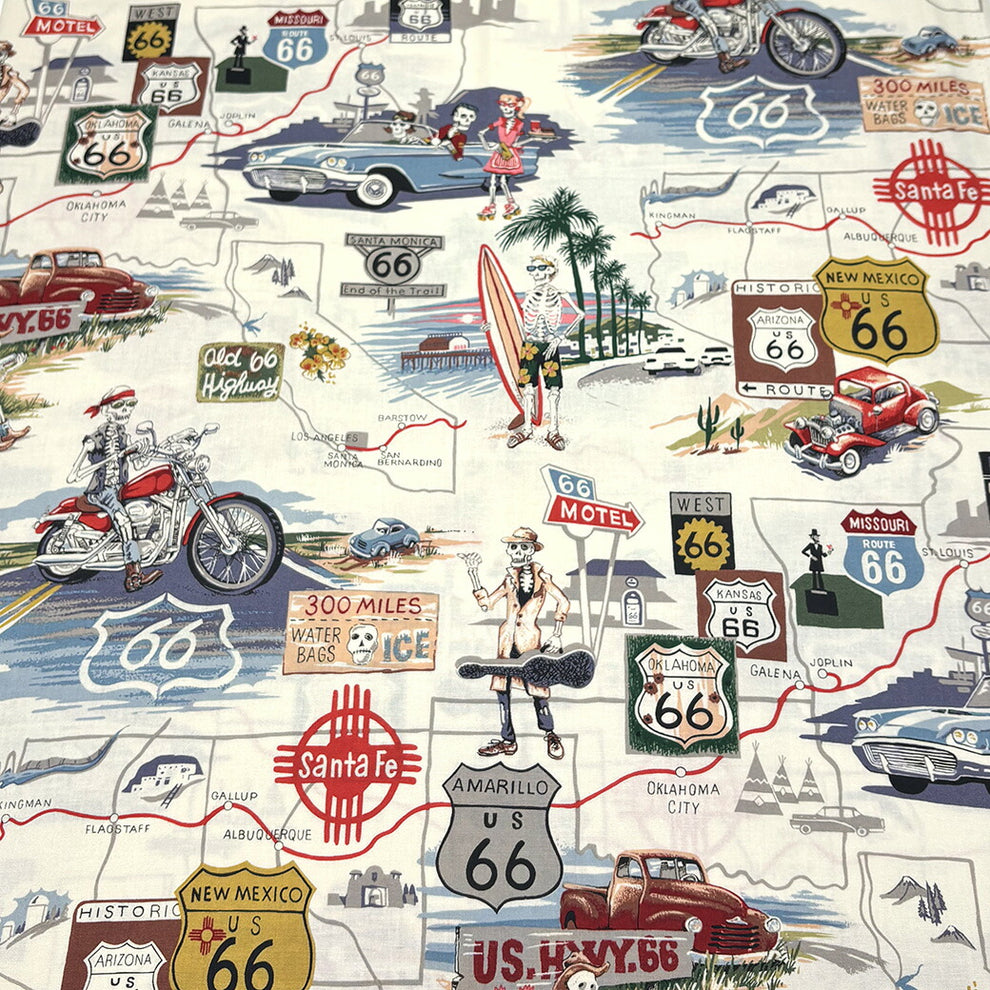 生地 【 Alexander henry Fabrics memories of route 66 2色 】 USAコットン アメリカンファ ...